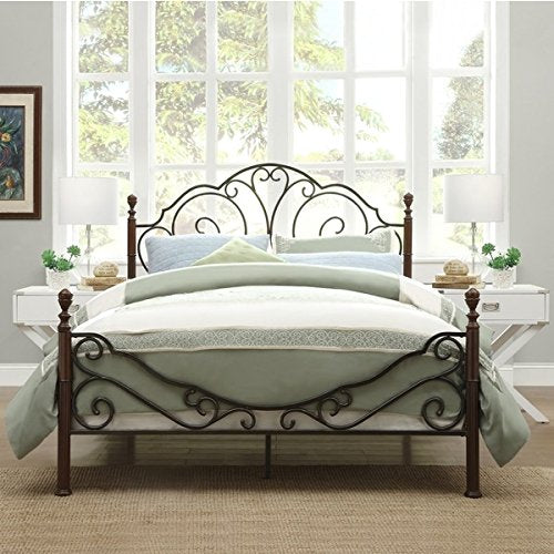 LeAnn Graceful Scroll Bronze Iron Bed Frame