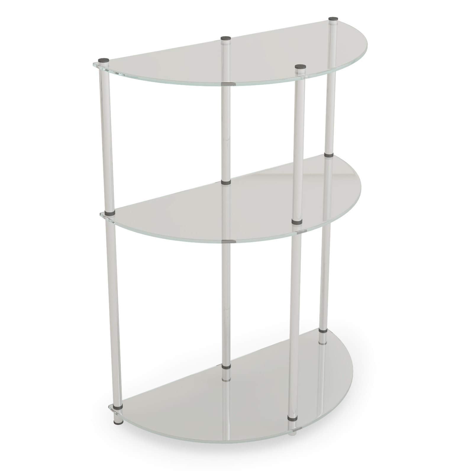 3 Tier Glass Semi Circle Table Entryway and Hallway Furniture Silver ...