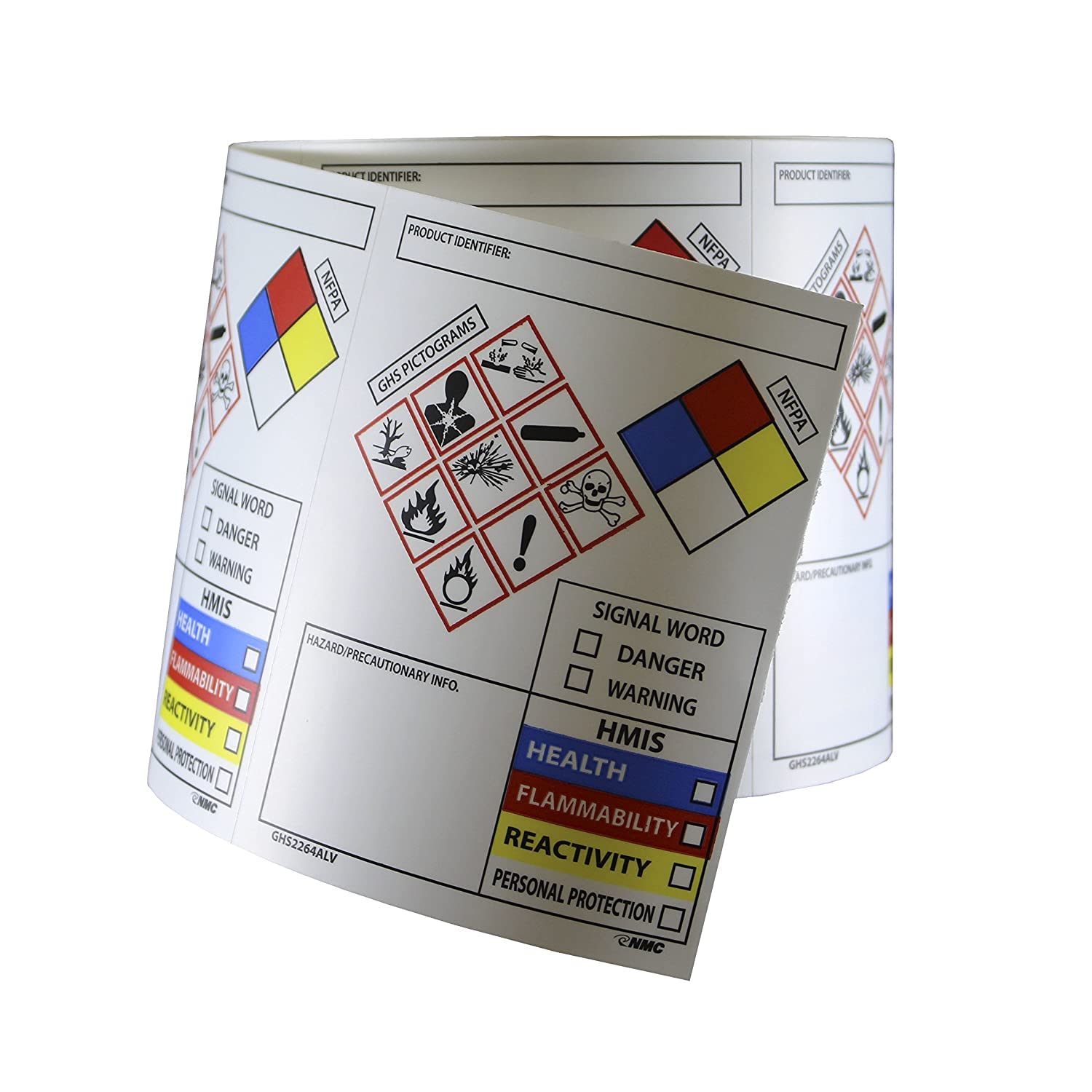 NMC Roll of 250 4" x 3" GHS Secondary Container Labels Pressure ...