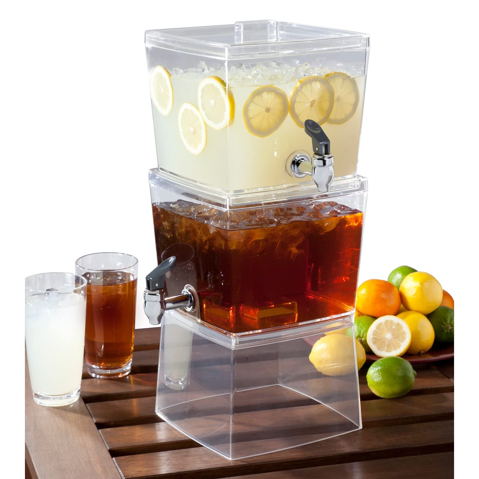 2 Units 1.5 Gallon Stacking Beverage Dispenser Clear Acrylic | Diamond ...
