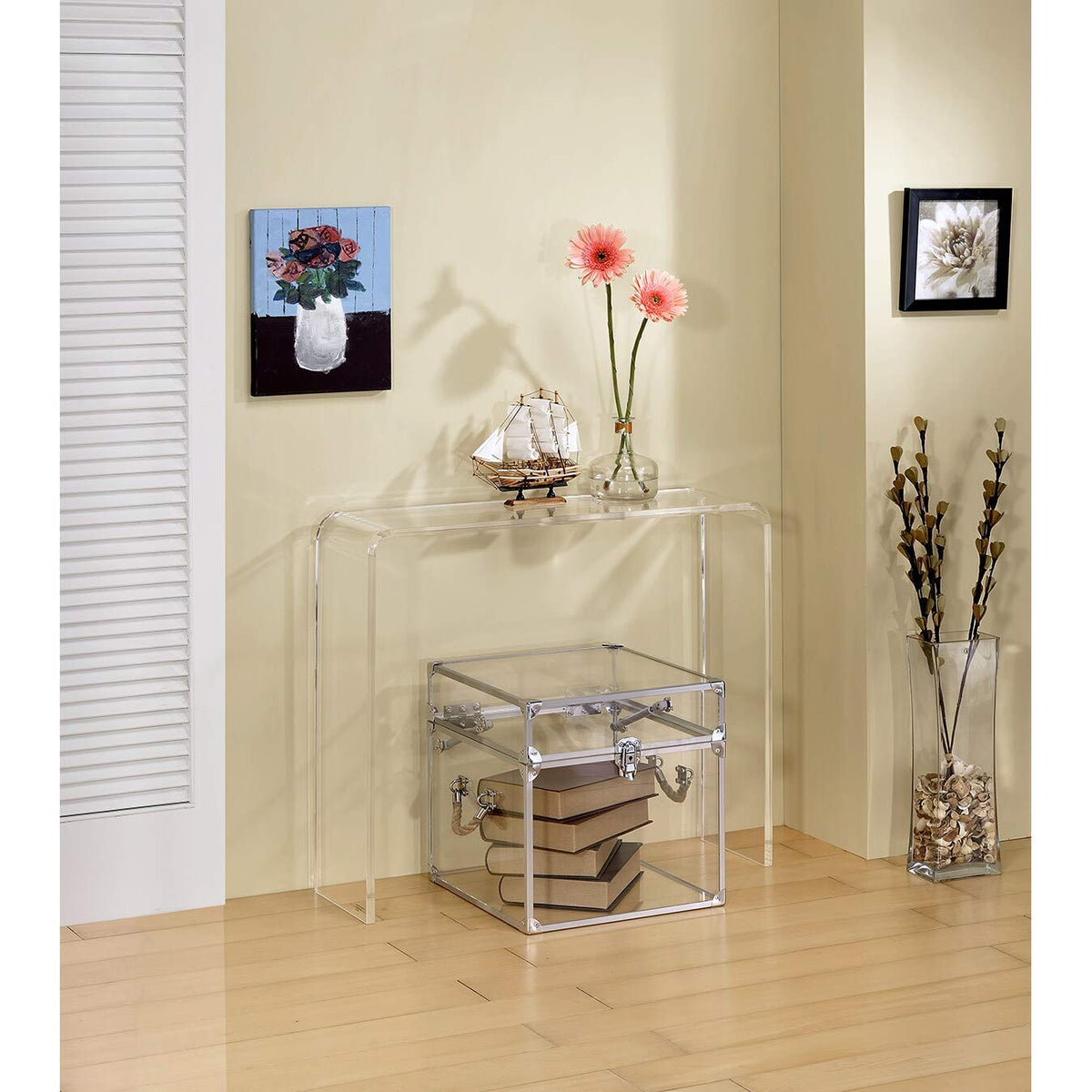 Clear Acrylic Console Table Modern Contemporary Rectangle Glossy ...