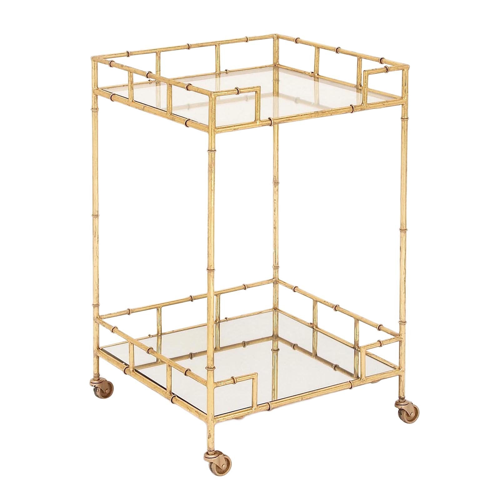 Urban Designs 7727556 Gold Leaf 2-Shelf Square Metal Mirror Mobile bar ...