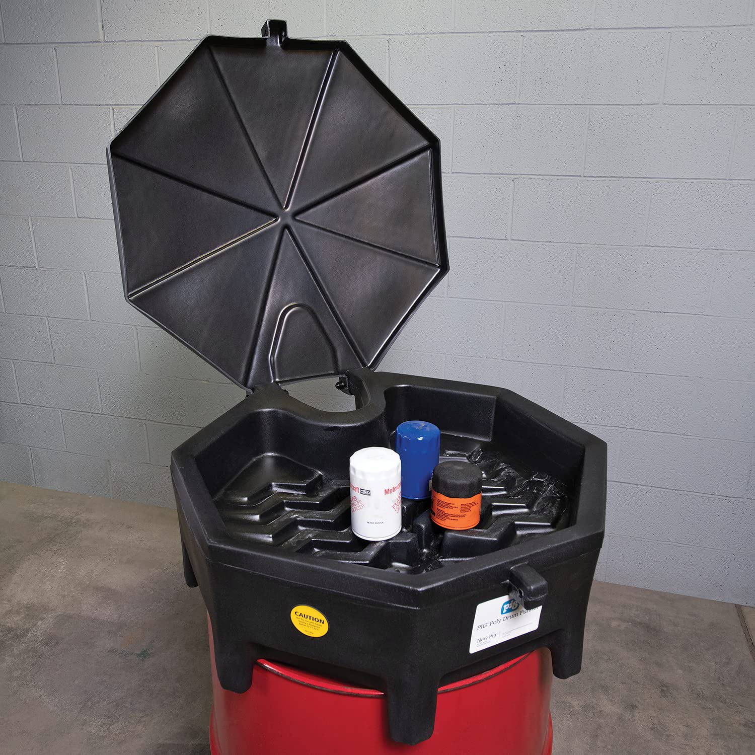 New Pig Drum Funnel Universal Poly Drum Funnel with Hinged Lid for 55 ...