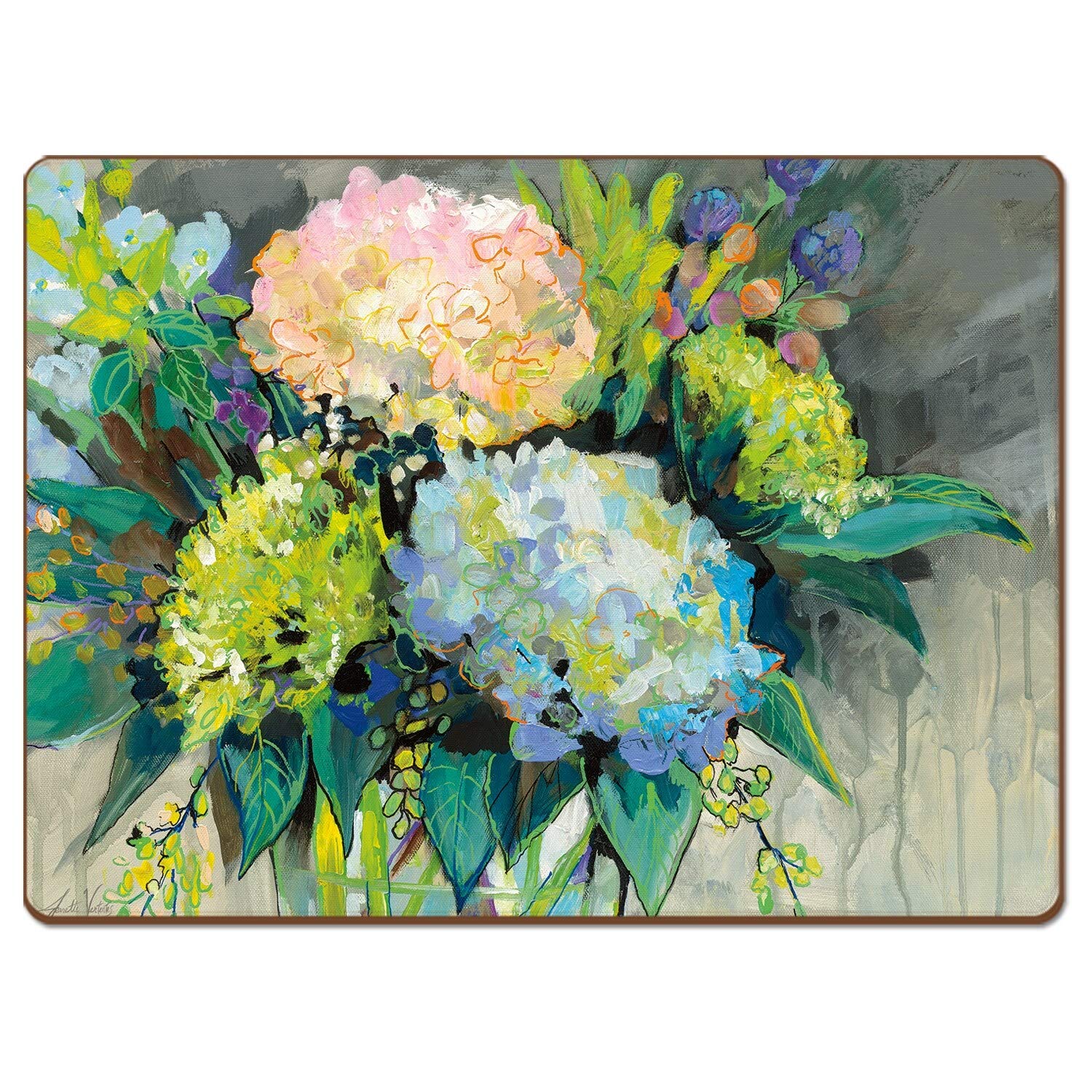 Home Hardboard Placemats Hydrangea from The Garden Set of 4 Multi Color ...