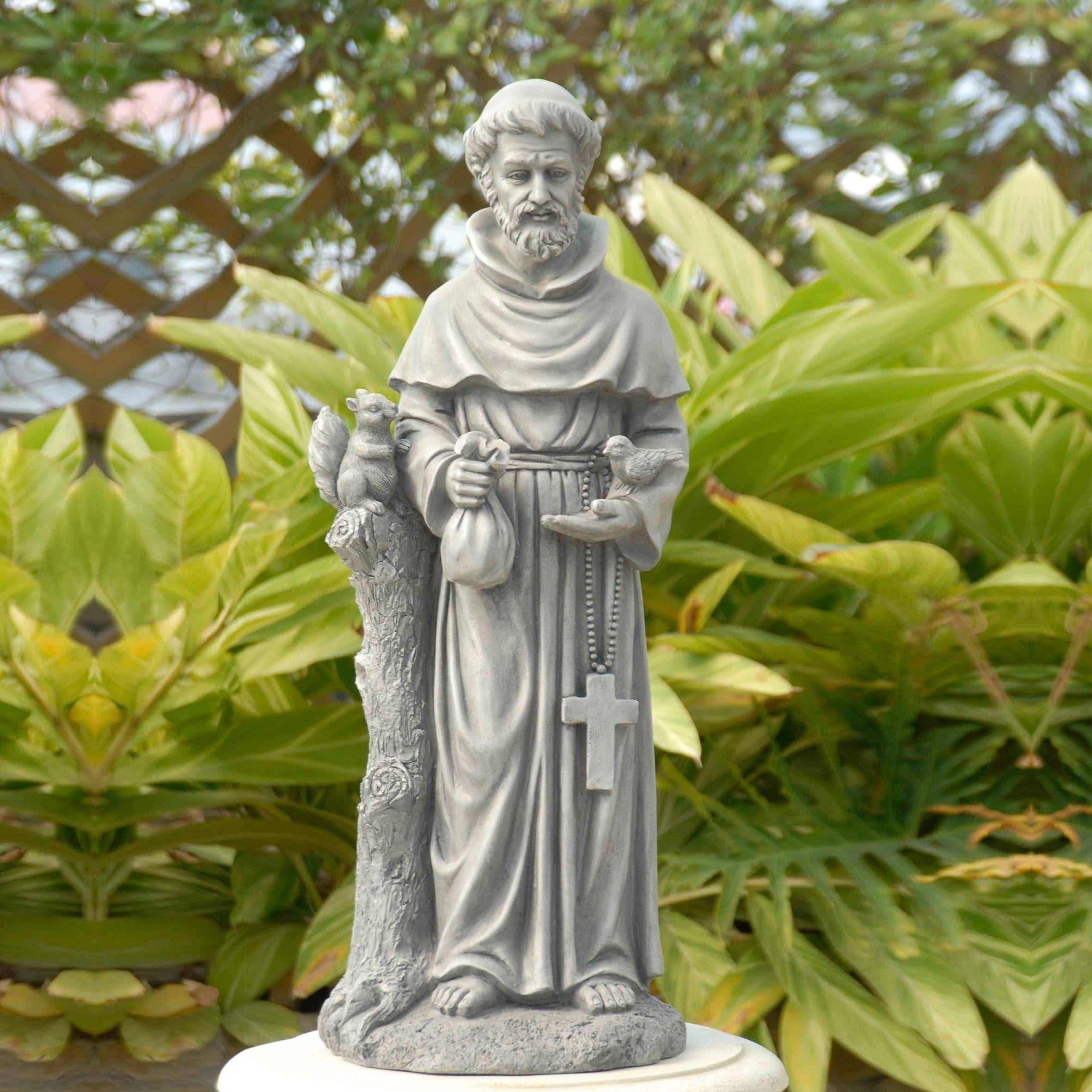 Saint Garden Statue Grey Traditional Magnesium Oxide Stone Finish ...