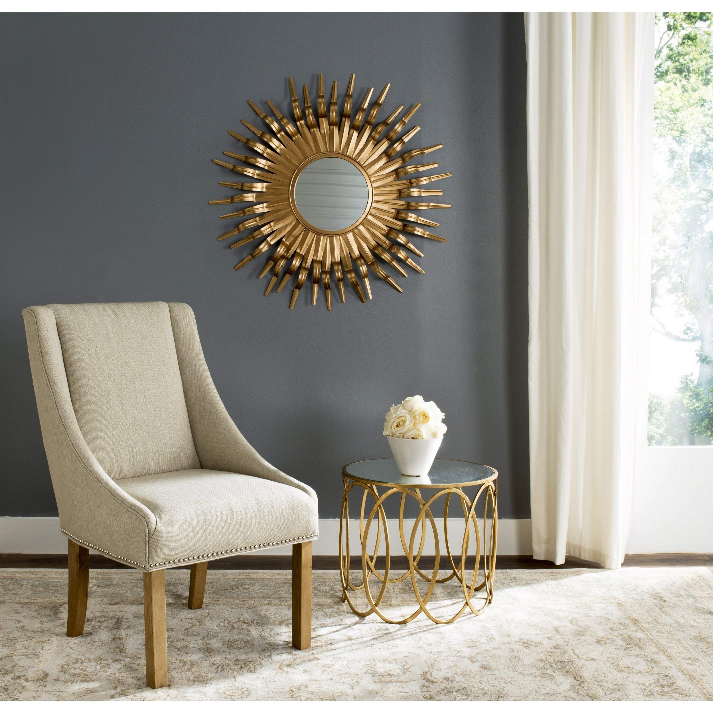 Large Gold Sunburst Mirror Midcentury Bursting Round Decorative Wall ...