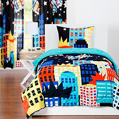Kids Construction Zone Themed Comforter Set Boys Caution Building Site ...