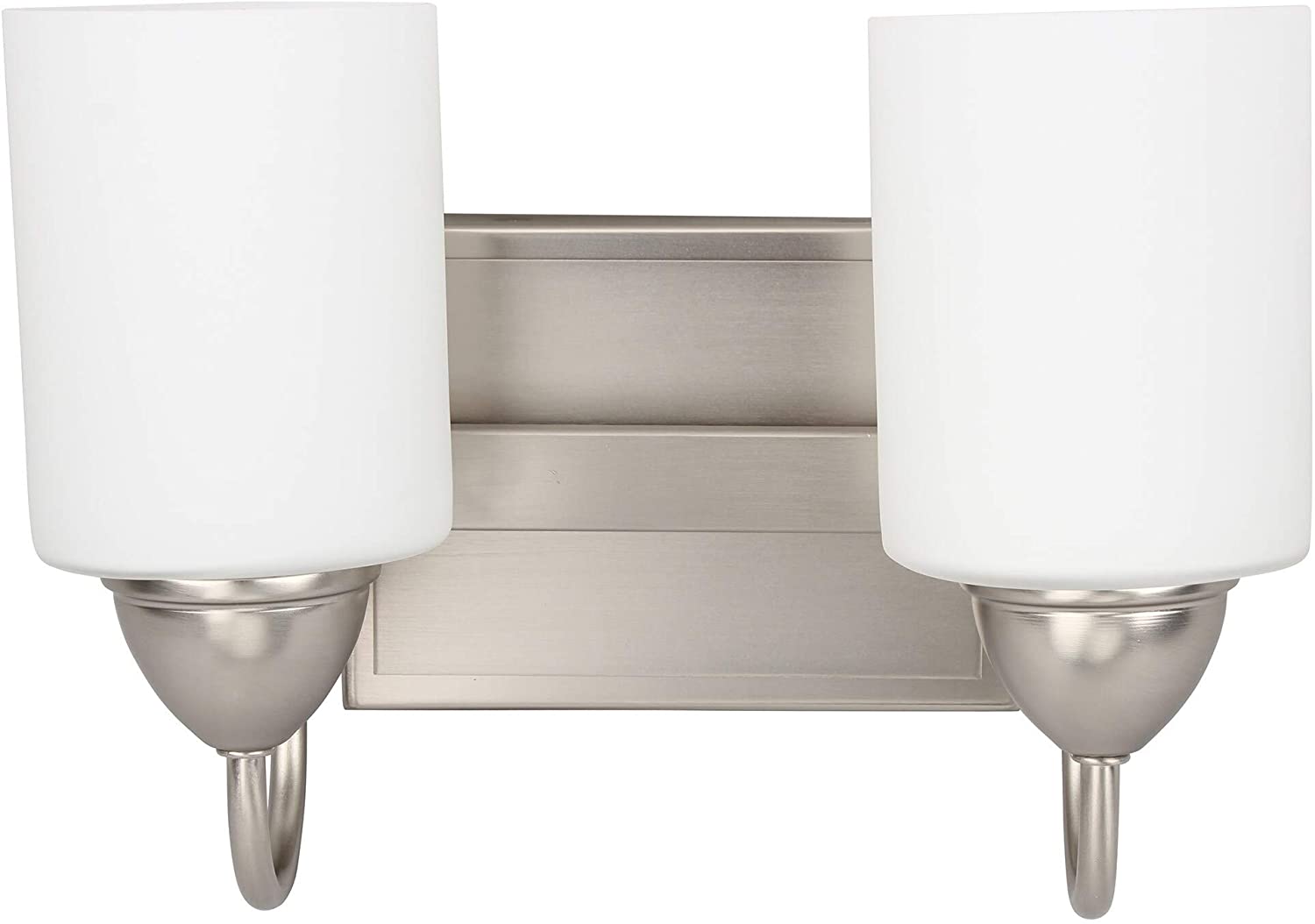 2 Light Led Integrated Vanity Lighting Brushed Nickel Mid Century ...