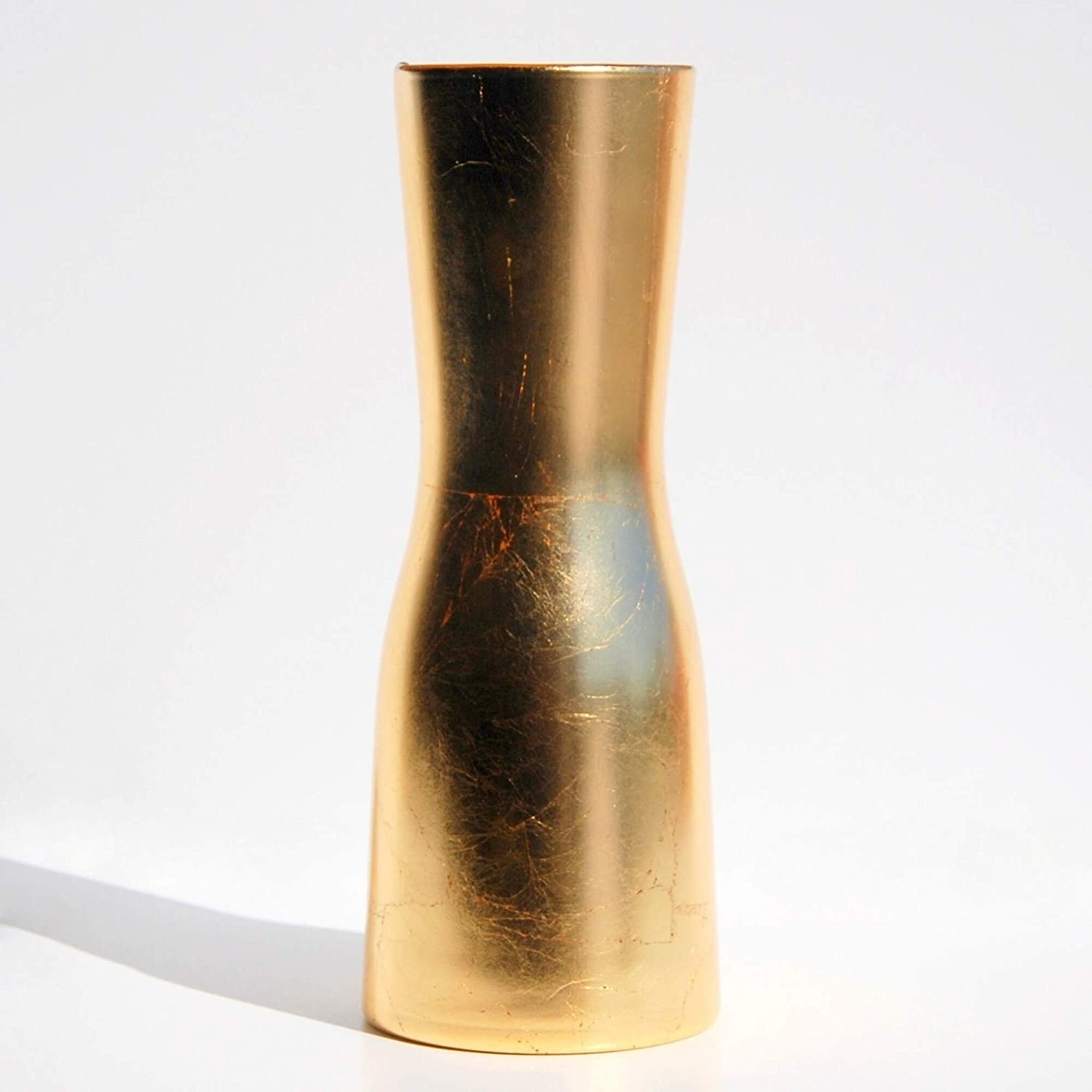 Gold Gilded Hourglass Vase Mid Century Modern Art Glass Distressed ...