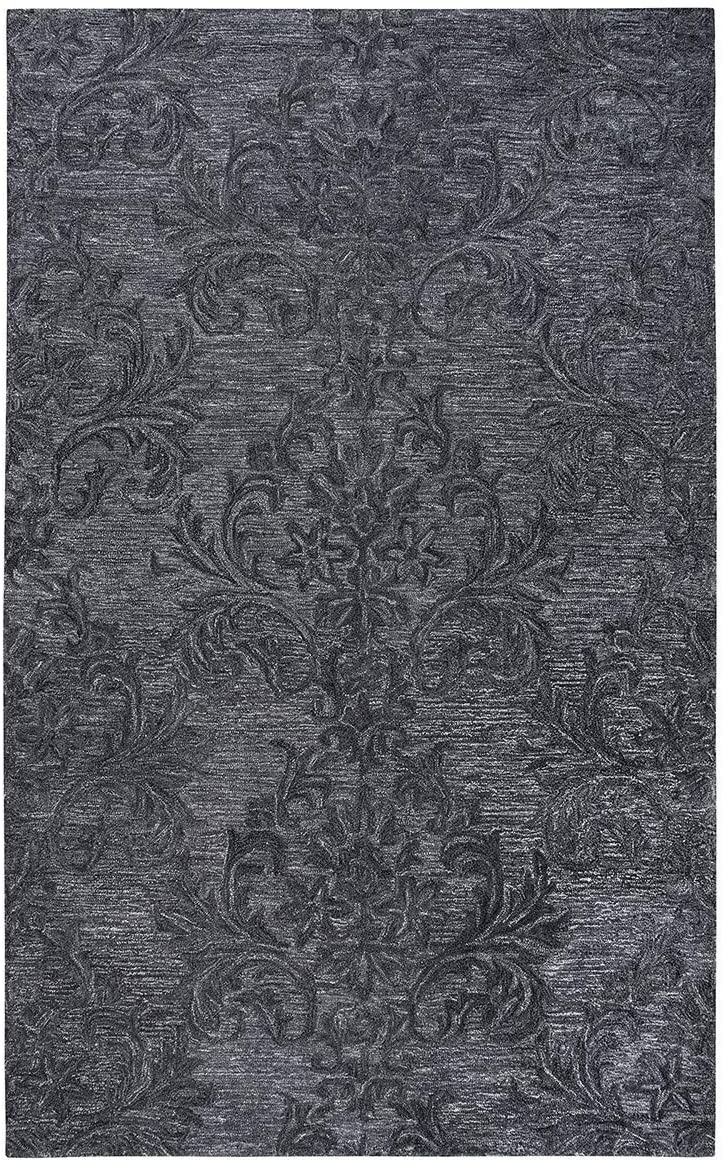Fifth Dk Grey Damask 10' X 13' Rug X Medallion Transitional Rectangle ...